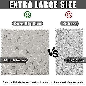 Homaxy 12 Pack Kitchen Dish Cloths(10 x 10 Inches, Grey), Super Soft and Absorbent Coral Velvet Dish Towels, Nonstick Oil Fast Drying Kitchen Cleaning Cloths, Lint Free Household Dishcloths