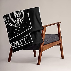 The Hermit Tarot Card Throw Blanket - Grim Reaper Gothic Halloween Home Decor (Black & White) (60" x 50")