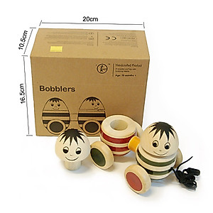 Handmade Wooden Stacker & Pull Toy with Bobbing Heads Made Using Natural Colors for Toddlers 18 Months Old and up, Helps in Early Education and Development | BOBBLERS by Maya Organic