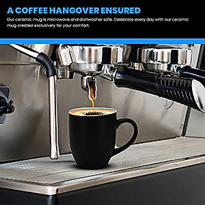 Brookline Ceramic Coffee Mug 16OZ - Tea Mug with Handle, Espresso Cups - Excellent Choice for Camping, Travel & Office - Great Gift Idea (Black White, Set of 4)