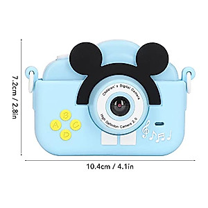 Tgoon Mini Kids Camera, Kids Camera Simple Operation Blue Cute Cartoon with Lanyard for Home