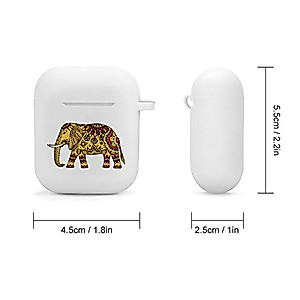 Decorated Indian Elephant Silicone AirPods Case Protective Cover Compatible with AirPods 2 & 1 with Keychain