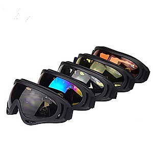 Motorcycle Goggles - Set of 5 - Dirt Bike ATV Motocross Anti-UV 400 Adjustable Protective Combat Tactical Military Goggles for Men Women Kids Youth Adult (NEW)