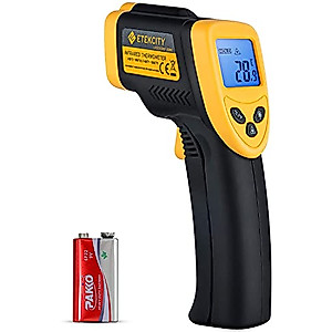 Ooni Koda 12 Gas Pizza Oven – Award Winning Outdoor Pizza Oven & Etekcity Infrared Thermometer 1080, Digital Temperature Gun for Cooking, -58 to 1022℉, -50 to 550℃, Yellow