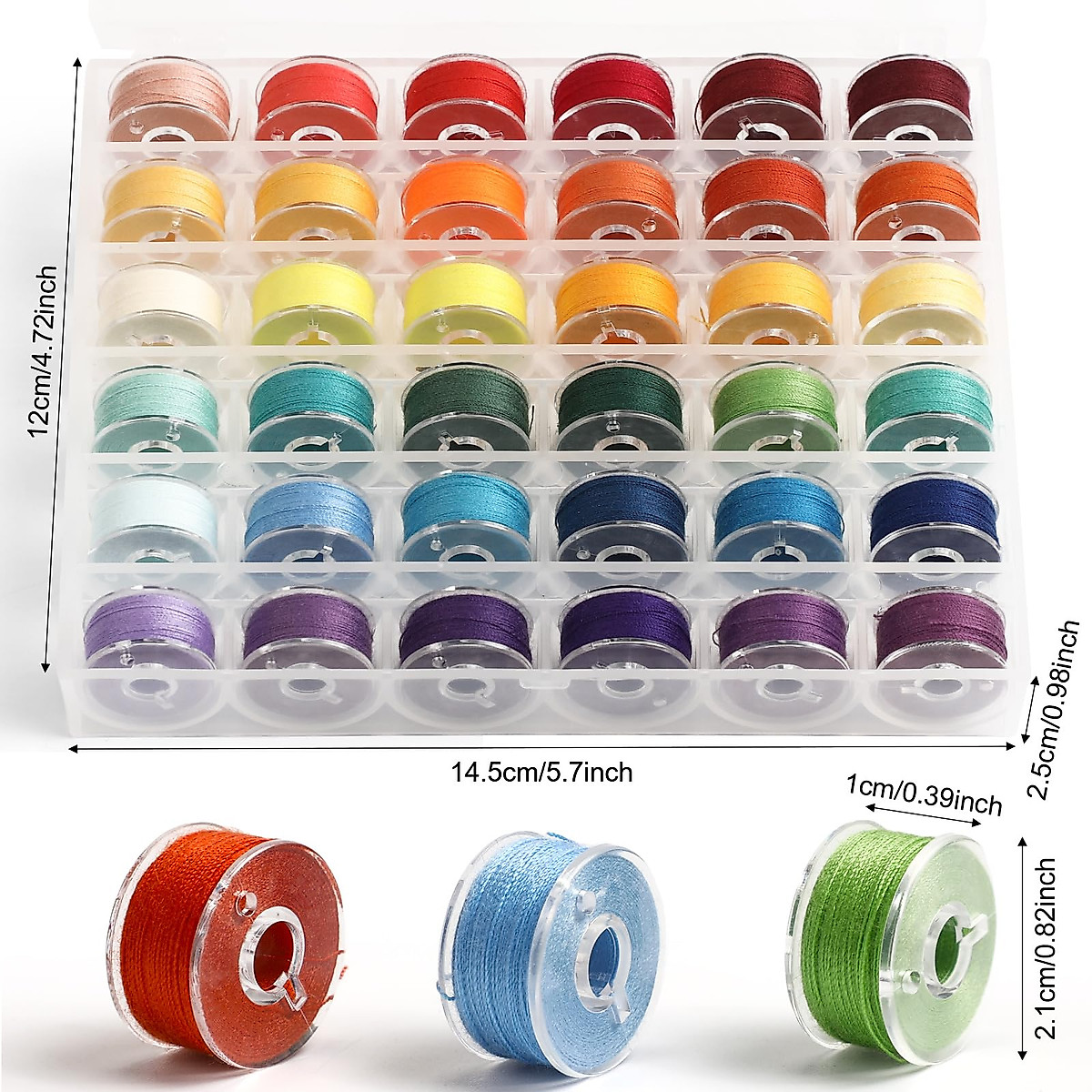 Retrowavy 288 Pcs Prewound Bobbins Sewing Thread 144 Colors Polyester Thread Sewing Machine Bobbins Embroidery Bobbins Embroidery Machine Thread with Plastic Storage Case for DIY Accessories