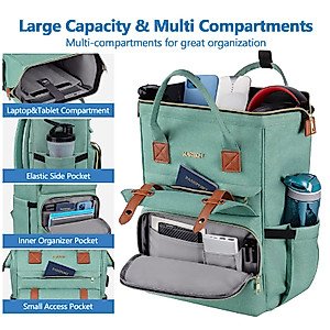 kasibon Travel Laptop Backpack for Women Men, Wide Top Open College School Work Computer Bag Back Pack Book Bag Casual Water Resistant Anti Theft USB Charging Port Fits 15.6 Inch Notebook