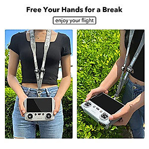 SYMIK Neck Strap Aluminum Bracket and Neck Strap (Lanyard) Combo for DJI RC; Works with DJI Mini 3 / Mini 3 Pro / Mavic 3 Classic / Mavic 3 / Cine / Air 2S with DJI RC Controller; Mini 3 Accessories