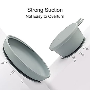 Dilovely Baby Led Weaning Supplies, Silicone Feeding Utensils Set, Babies Plates and Bowls Set, Suction Baby Bowl Plate with Adjustable Bibs and Training Spoon Fork - 6 Pcs BPA Free Green