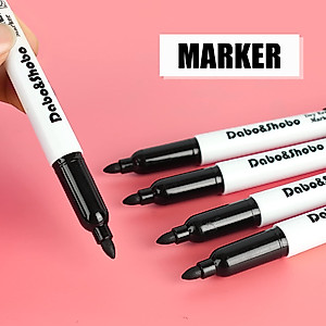 Dabo&Shobo Low Odor Dry Erase Markers, Fine Tip, Bulk Pack of 80, Black Whiteboard Markers, Suitable for School, Office, or Home