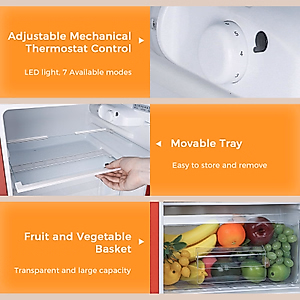 Antarctic Star Mini Fridge Compact Refrigerator 3.2Cu.Ft. AC Only 15 Amp 115 Volt 60 Hz AC Low Noise Large capacity Storage of Beverages Vegetables and Fruits (Red)