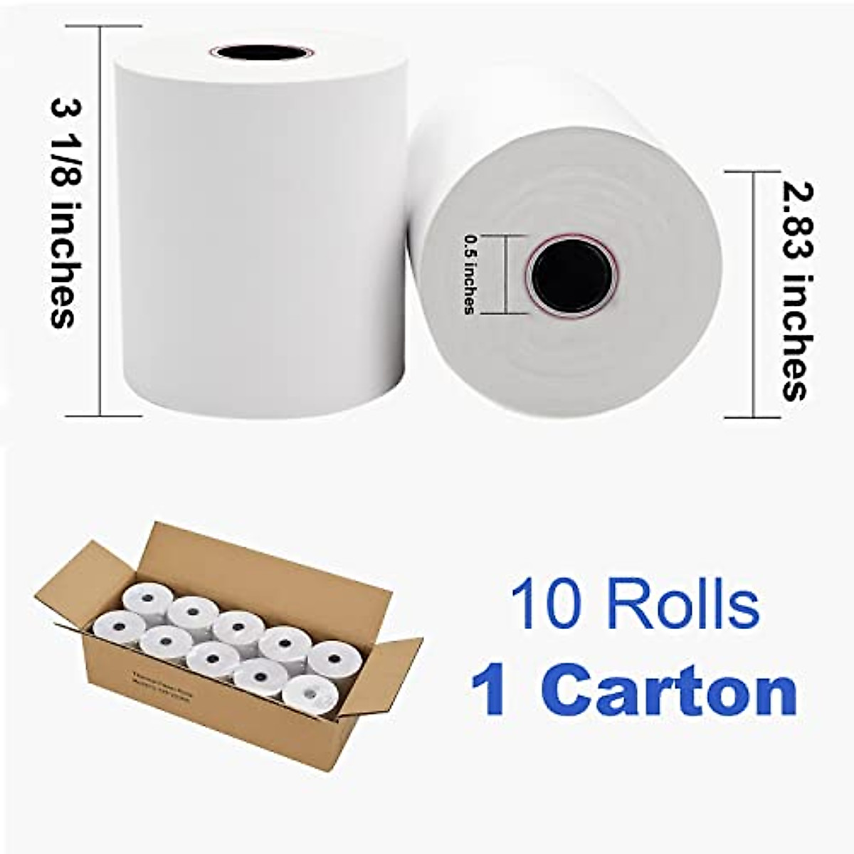 SJPACK Thermal Paper 3 1/8 x 230ft Pos Receipt Paper, 10 Rolls Cash Register Roll TM-T88 T-20 T-90 SRP-350 370
