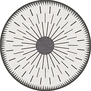 Beige Grey Sun Pattern Minimalist Round Area Rug for Living Room Bedroom Playroom Washable Soft Wool Plush Throw Carpet Under Dining Coffee Table Indoor No-Slip Floor Runners 4ft