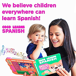 Coco Learns Spanish Vol. 1 | Musical Spanish Books for Kids 1-3, Spanish Toys for Babies & Toddlers 1-3, Baby & Toddler Spanish Books, Bilingual Learning Toys for 1 Year Old, Libros Para Bebes Español