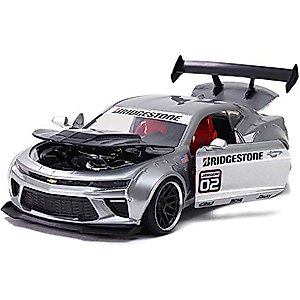 Jada Toys Bigtime Muscle 1:24 2016 Chevy Camaro SS Widebody Die-cast Car Silver, Toys for Kids and Adults