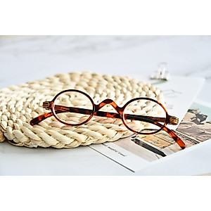 Eyekepper Small Oval Round Reading Glasses Vintage Mini Reader Eyeglasses for Men Women Reading with Spring Hinges Tortoise Frame +1.50