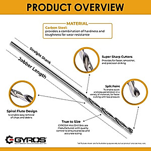 Gyros® Carbon Steel Wire Gauge Mini Twist Drill Bit Set |Includes 20 Micro Carbon Steel Bit Sizes #61 to #80 | with Convenient Clear Dome Storage Case (45-12010)