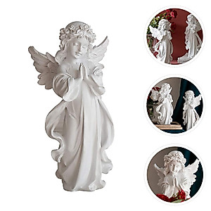 BESTOYARD 1 Pc Angel Ornaments European Ornaments Figurines De Bautizo para Niño Dining Room Table Decor Desktop Adornment House Ornaments Little Girl Statue Resin White Delicate Baby Model