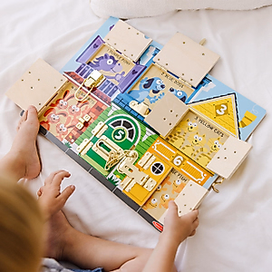 Melissa & Doug Wooden Latches Board Sensory Activity Toy For Kids, Doors And Locks Toy, Wooden Busy Board, Toddler Toys For Ages 3+