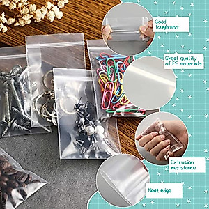 800 Pieces 4 Mil Zipper Poly Bags Plastic Clear Reclosable Zipper Bags 2 x 3 Inches Heavy Duty Small Plastic Bags for Jewelry Painting Electronic Components
