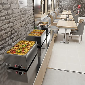 KoolMore Commercial Bain Marie Countertop Food Warmer, Soup Station, and Buffet Table Server with One Serving Section, Stainless-Steel Steamer with Auto Shut Off (CFW-1), Silver