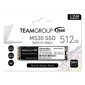 TEAMGROUP MS30 512GB with SLC Cache 3D NAND TLC M.2 2280 SATA III 6Gb/s Internal Solid State Drive SSD (Read/Write Speed up to 530/430 MB/s) Compatible with Laptop & PC Desktop TM8PS7512G0C101