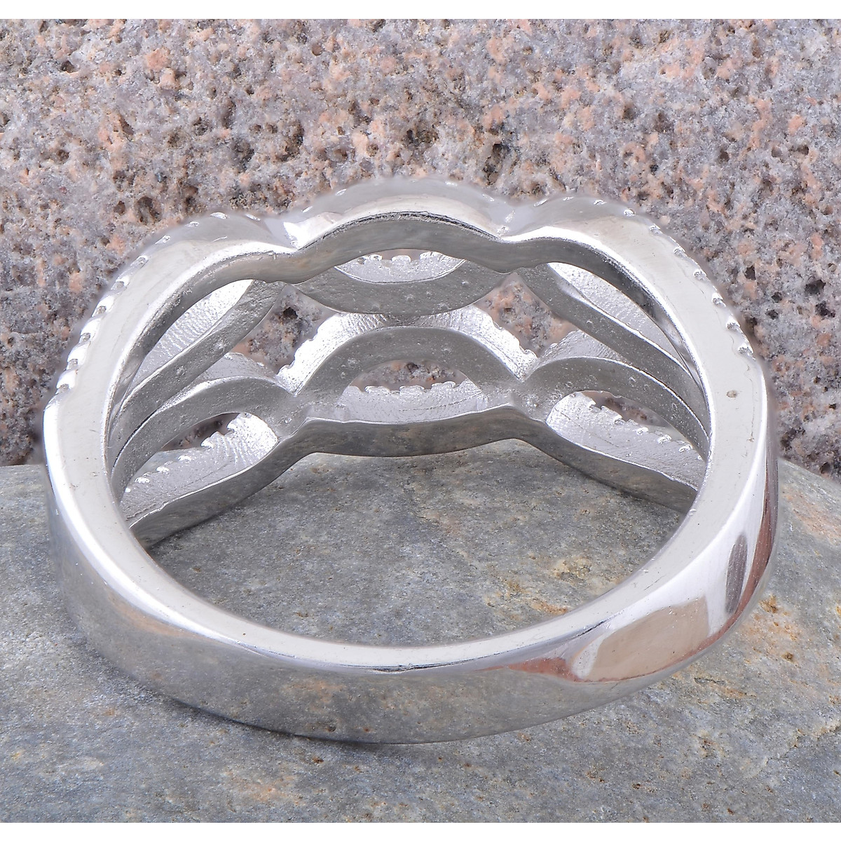 SILVERCLOSEOUT Rhodium Plated Sterling Silver Womens Cz Cubic Zirconia Stackable Braid Ring - Size 11