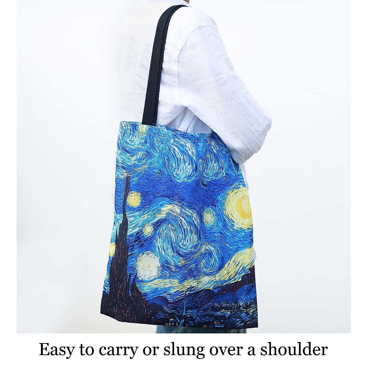 Van Gogh Reusable Art Tote Bag, Aesthetic Canvas Carry on Shoulder Tote, Women Work Beach Travel