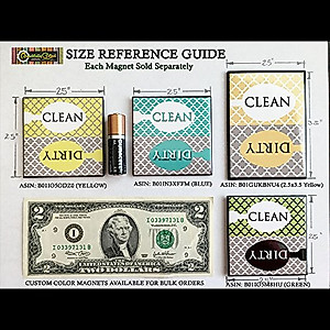 Clean Dirty Dishwasher Magnet Sign - Modern Elegant Moroccan Trellis Pattern - Yellow Gold Grey - 2.5 x 3.5 - Housewarming, Gag Gift Idea for Mom Dad/Christmas Stocking Stuffers for Women Men Teens