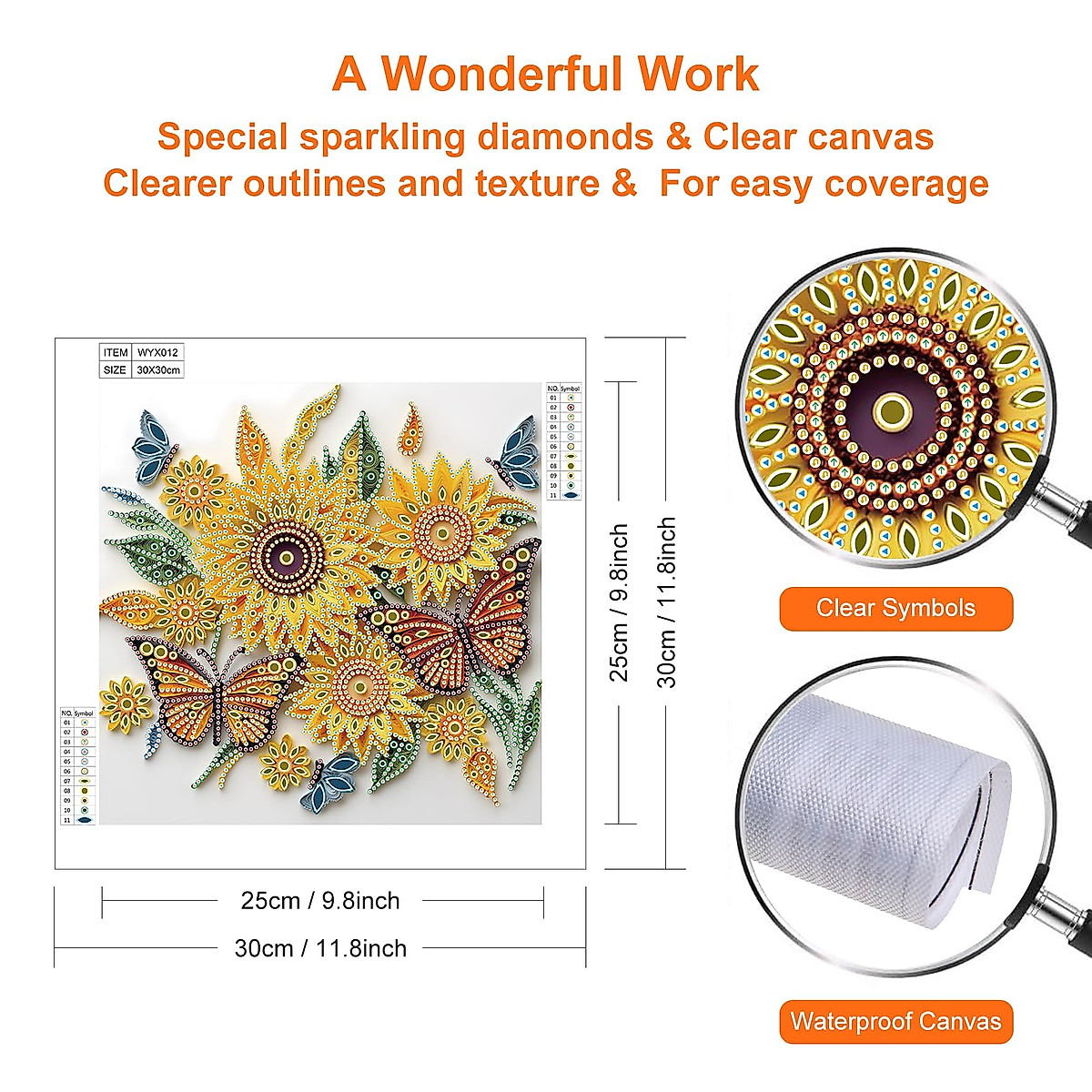 Stalente Diamond Painting Kits for Adults Sunflower, 5D Special Shape Diamond Art Kits for Beginners, Crystal Rhinestones Diamond Painting for Home Wall Decoration Gift 12×12inch, Butterfly