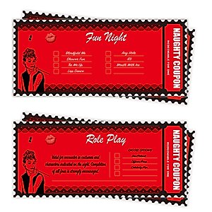Juccybe Love Naughty Coupons, 20 Pack, Red Lip, Unisex-Adults, Multicolor, Occasions like Valentine's Day, Wedding, Christmas