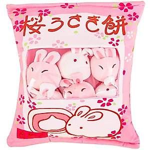 SHDZKJ Cute Bag of Cherry Blossom Bunnies Plush Toy Soft Throw Pillow Stuffed Animal Toys Creative Gifts Room Decor…