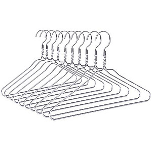 Quality Hangers Silver Aluminum Metal Coat Hangers Heavy Duty Suit Hangers 10 Pack (Adult Size Coat Hanger)