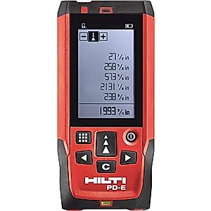 Hilti 2062051 PD-E Laser (1 mW, 635 nm, Class 2, Class II )Range Meter with Soft Case