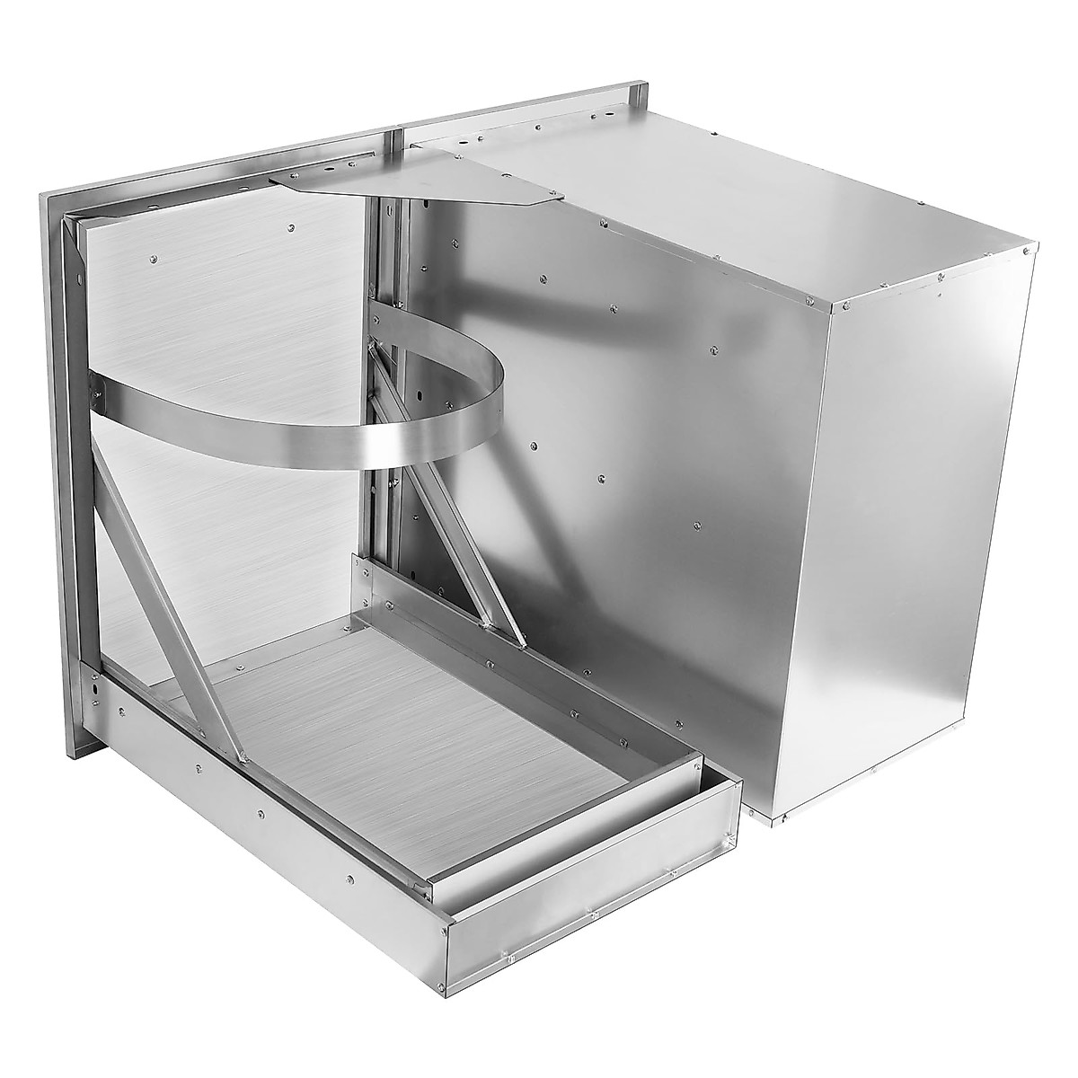 Globamboo Outdoor Kitchen Drawer Combo, BBQ Access Trash Drawer Combo with Propane Tank Tray, Outdoor Kitchen for BBQ Island, Grilling Station, Outside Cabinet (29.5" WX22.6 HX21.7 D)（Left Drawer）