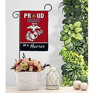 Breeze Decor Proud Family Garden Flag Armed Forces Marine Corps USMC Semper Fi United State American Military Veteran Retire Official House Banner Small Yard Gift Double-Sided, Red/Black
