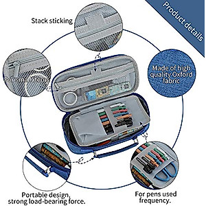 Pencil Case Pen Bag, RUMANLE Pen Bag Big Capacity Canvas Makeup Pouch Bag Case Pencil Holder Practical Students Stationery with Double Zippers Durable for School & Office Supplies - (Empty- Grey)