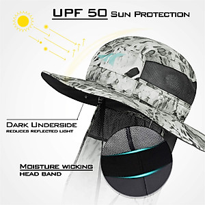 KastKing UPF 50 Boonie Hat Fishing Hat with Removable Neck Flap Sun Hats,Silver