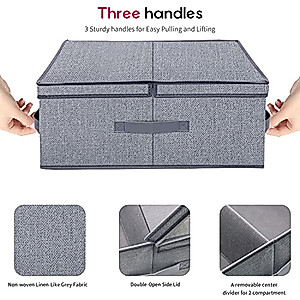 Onlyeasy Fabric Foldable Large Storage Boxes 2 Pack- Bins Cubes Dividers Containers Baskets Cloth Closet Shelf Cubby Bookcase Baby Organizer for Home with 2 Lids, 19.7"x16.5"x7.9", Grey, MNDLB50P2