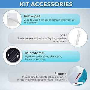 AmScope Microscope Slide Preparation Kit Including Slides, Stains