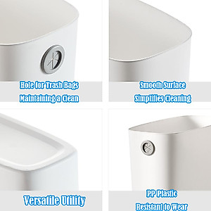 Bathroom Trash Can,Wastebasket,Slim Shape Plastic Rectangular Garbage Can with Trash Liner Holder for Bedroom,Kitchen,Living Room,Small Indoor Waste Basket, 1.8 Gallon(Green)