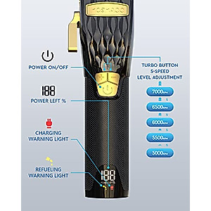 MOSMAOO Professional Hair Clippers and Hair Trimmer Combo Set for Men, Cordless Barber Clippers for Hair Cutting &Beard Trimmer with 5 Rotational Speeds and Adjustable Blade for Men, Women, and Kids