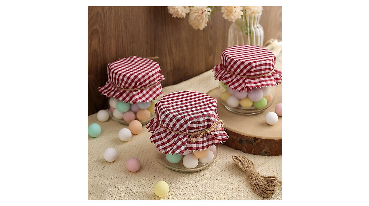 Efavormart 6 Pack | 6" Red/White Checkered Jam Jar Covers, Gingham ...