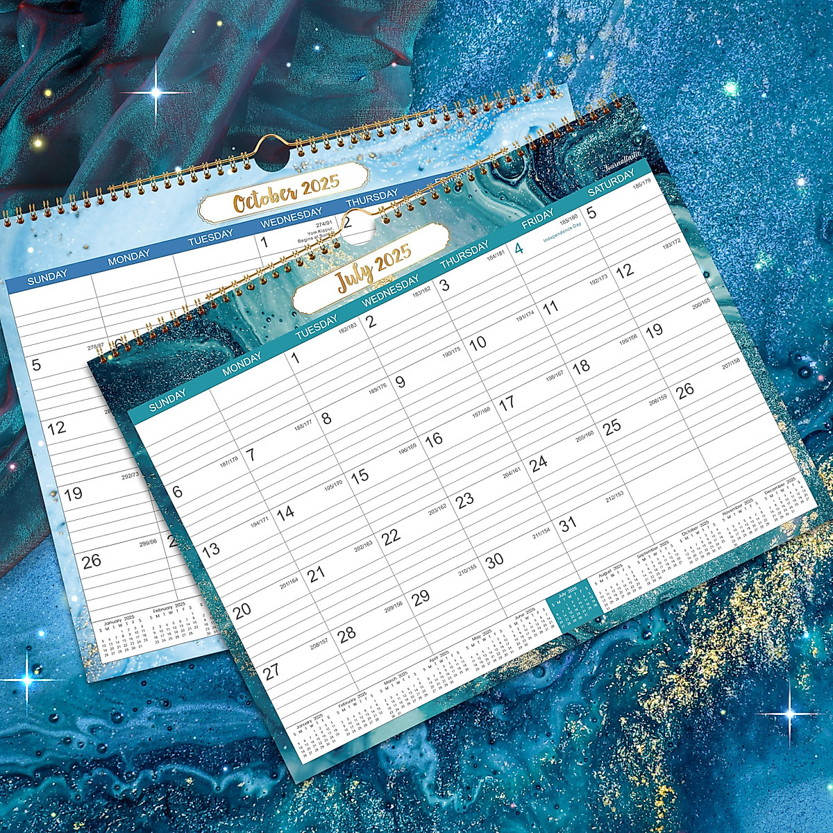 2025-2026 Calendar - 2025-2026 Wall Calendar with Julian Date, Jul 2025 - Dec 2026, Twin-Wire-Bound, 14.76”x 11.6”, Thick Paper Perfect for Organizing & Planning, 6 Different Background Patterns