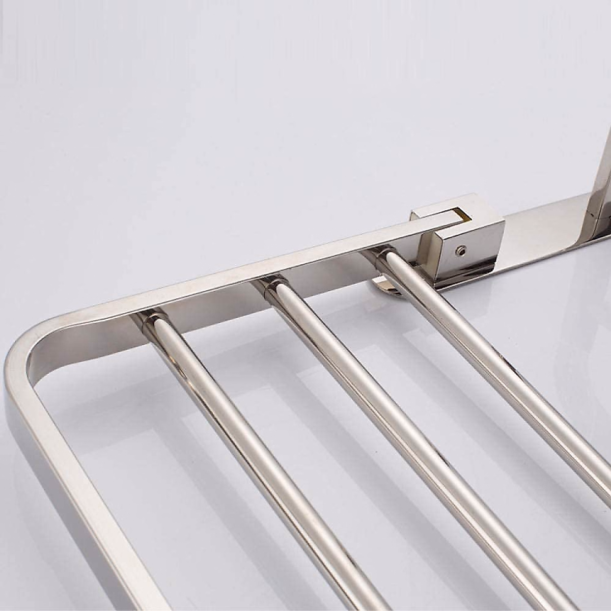 SUS304 Stainless Steel Thickened Mirror Polished Double Layer Foldable Towel Rack with Hook-Length 60CM Wall Mounted Towel Bar Hanging for Kitchen Bathroom Cupboard (Length 60CM)