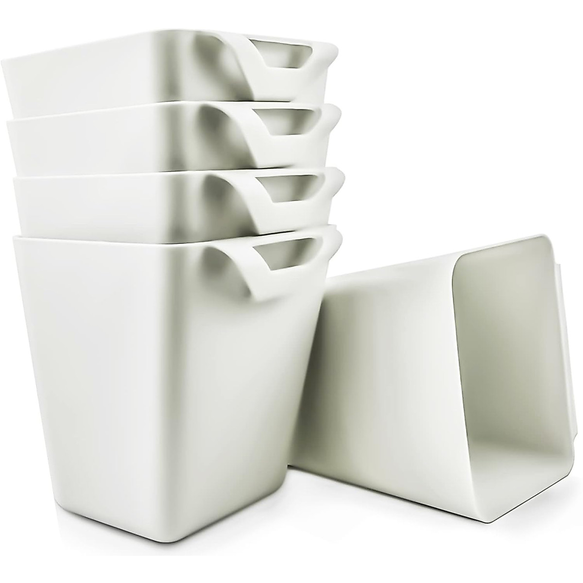 Vmiapxo 5 Pack Hanging Storage Containers, White Plastic, 4.5 x 4.5 x 5.12 inches, Hanging Bins, Cup Holder, Craft Supplies Organizer