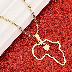 Africa Map Pendant Necklaces Heart African of Maps Jewelry Charms Heart Map