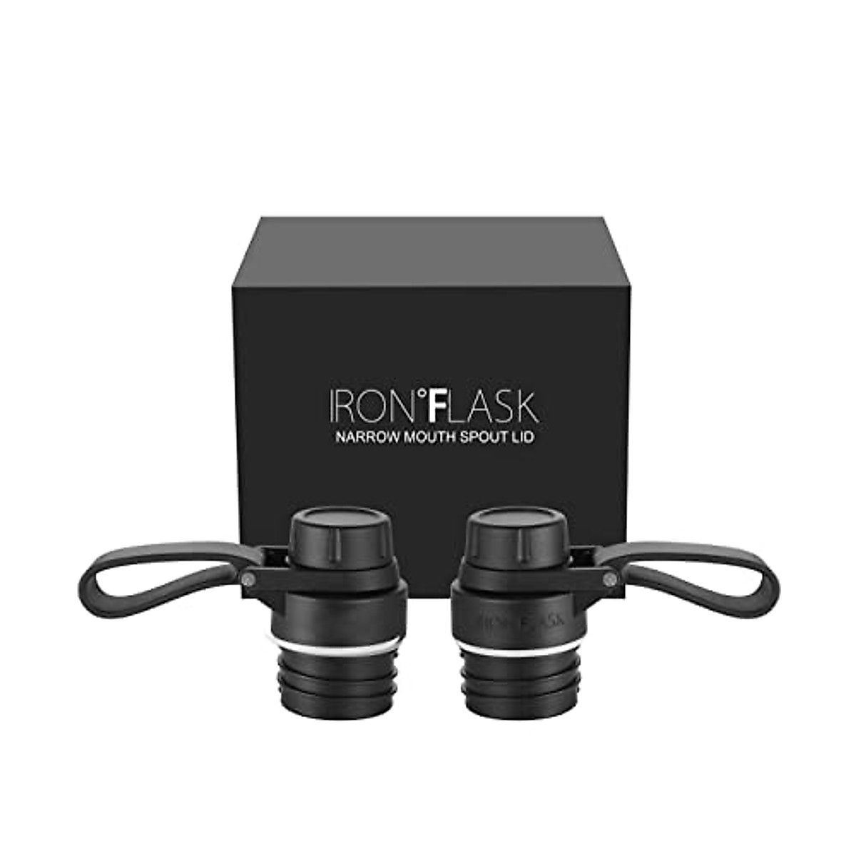 IRON °FLASK Spout Lid 2.0 for Narrow Mouth, Insulated Sports Water Bottles, Canteen Standard, Chug Lid, BPA Free 2 Lids (Midnight Black)