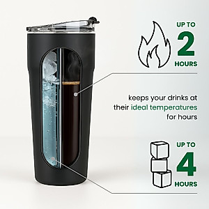 2-in-1 Hot & Cold Vacuum Insulated 30oz Tumblers, Stainless Steel Dual Chamber, Leak-Proof, BPA-Free, Fits Cup Holder, Travel Coffee Mug, Split Cup, 2 Drink, 2 Sides, Coffee & Water (Guy Green)