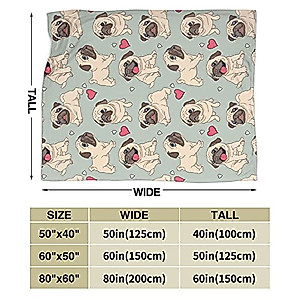 Pug Blanket Flannel Fleece Throw Blankets for Bed Couch Sofa Chair Dog Gift 50X40 inches