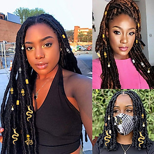 Messen 121Pcs Dreadlocks Jewelry Crystal Wire Wrapped Loc Adornment Imitation Wood Beads Braid Accessories Hair Cuffs Beard Tube Beads Pearl Pendants for Braids Hair Clip Decoration